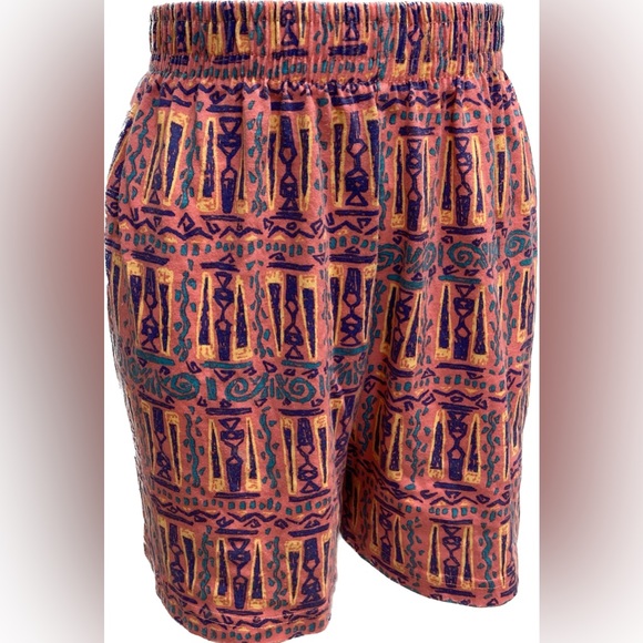Vintage | Shorts | Vintage 8s Border Line Graphic Colorful Print Cotton ...